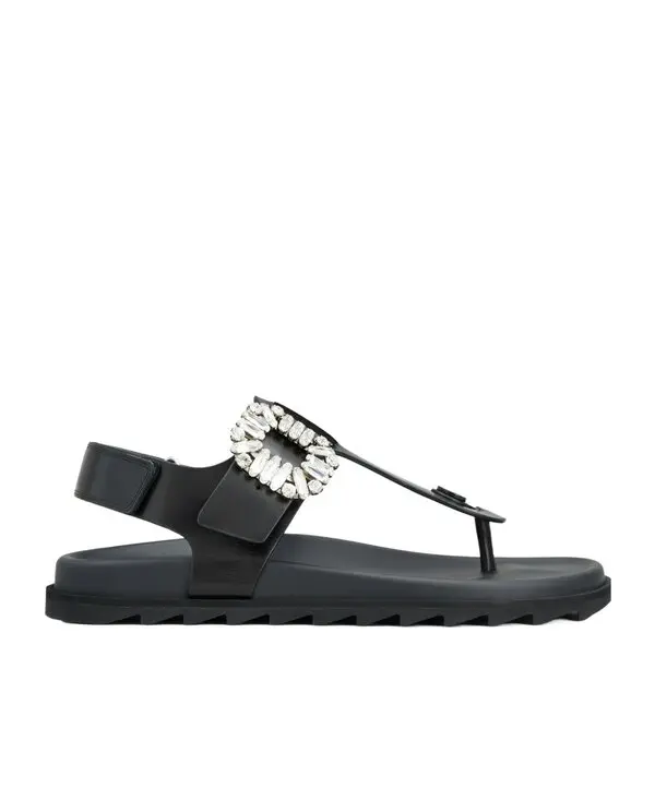 ROGER VIVIER Slidy Viv' Thong Sandals In Leather - Black