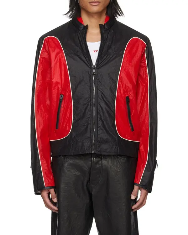 DIESEL® Two-tone Panelled Bomber Jacket - Black