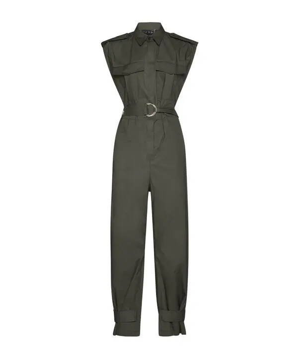 KAOS Sleeveless Belted Jumpsuit - Black