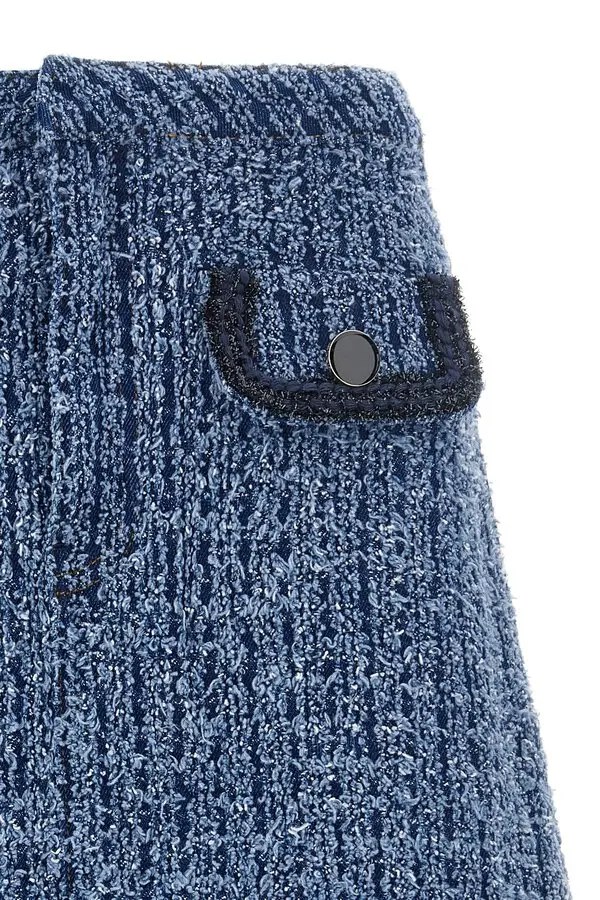 SELF-PORTRAIT Textured Denim Mini Skirt