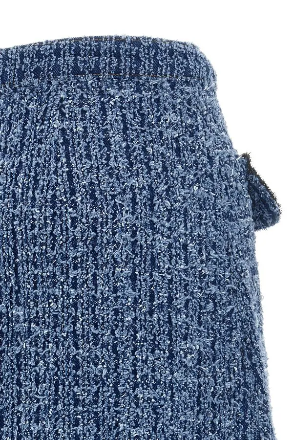 SELF-PORTRAIT Textured Denim Mini Skirt