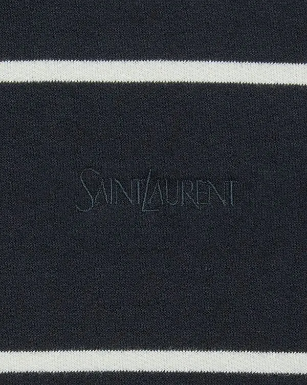 Saint Laurent Striped Drawstring Hoodie - Black