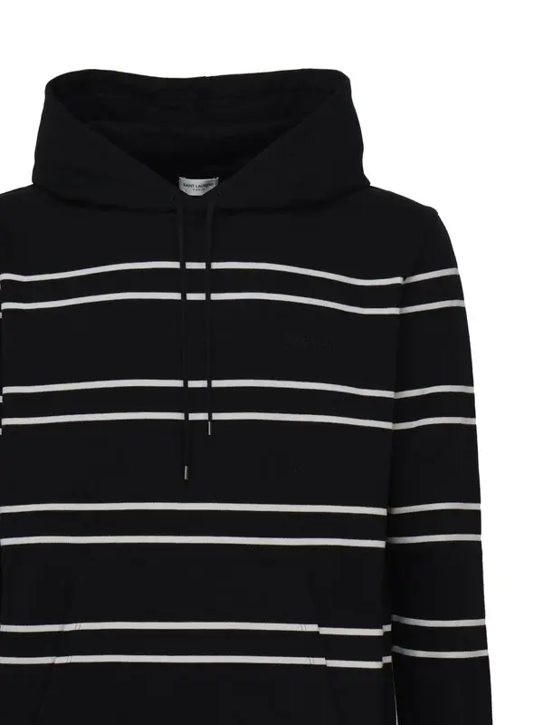 Saint Laurent Striped Drawstring Hoodie
