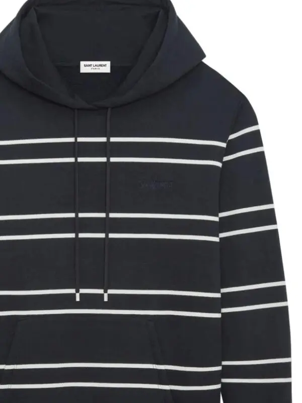 Saint Laurent Striped Drawstring Hoodie