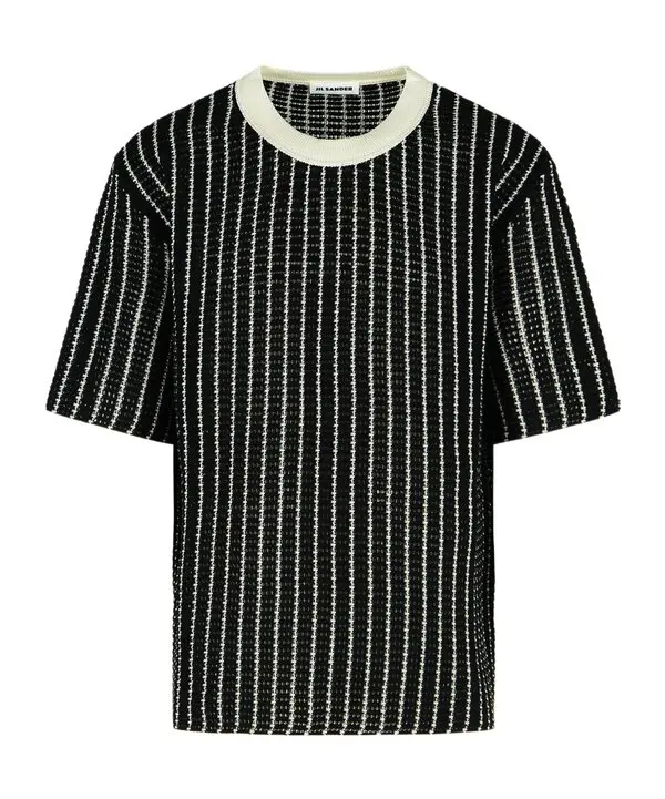 JIL SANDER Embellished Crochet T-shirt - Black
