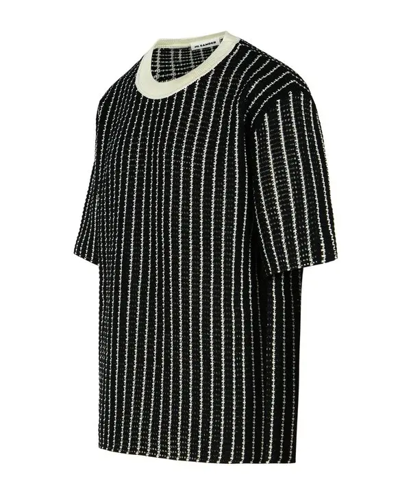 JIL SANDER Embellished Crochet T-shirt - Black