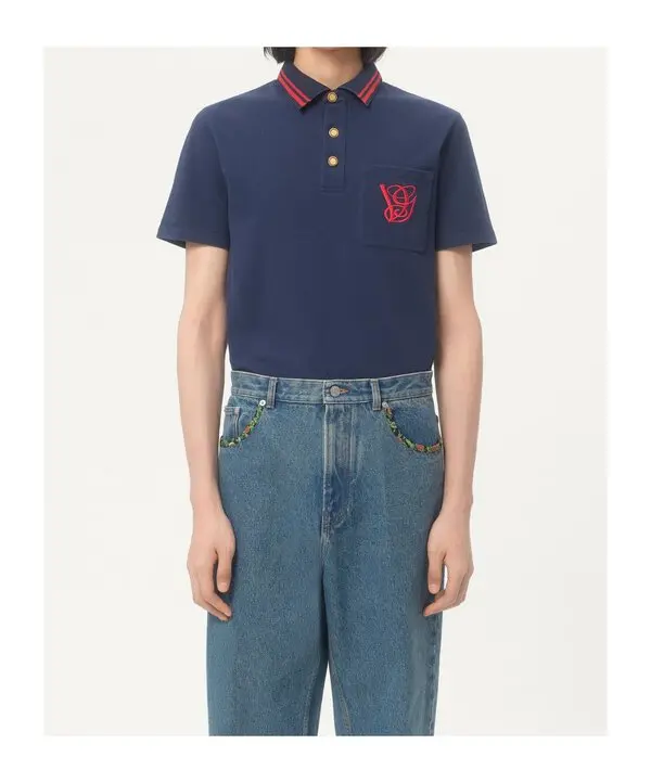 Valentino Garavani Cotton Piqué Polo Shirt With Vg Embroidery