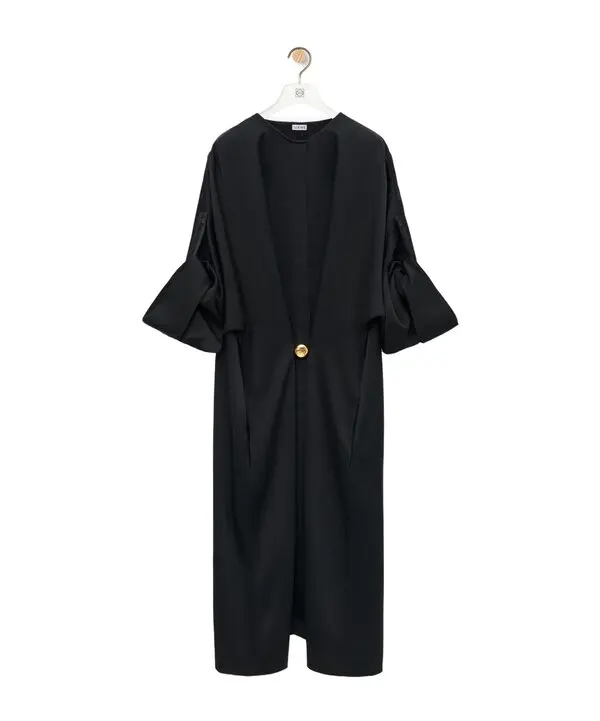 Loewe Round Neck Midi Dress With Anagram Pebble Pins