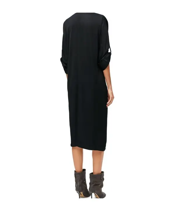 Loewe Round Neck Midi Dress With Anagram Pebble Pins