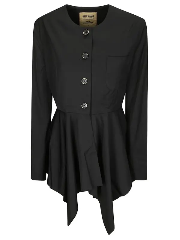 UMA WANG Long-sleeved Asymmetrical Jacket - Black