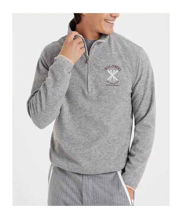 Brunello Cucinelli Zip Neck Jumper With Embroidered Logo
