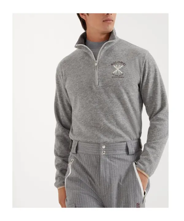 Brunello Cucinelli Zip Neck Jumper With Embroidered Logo