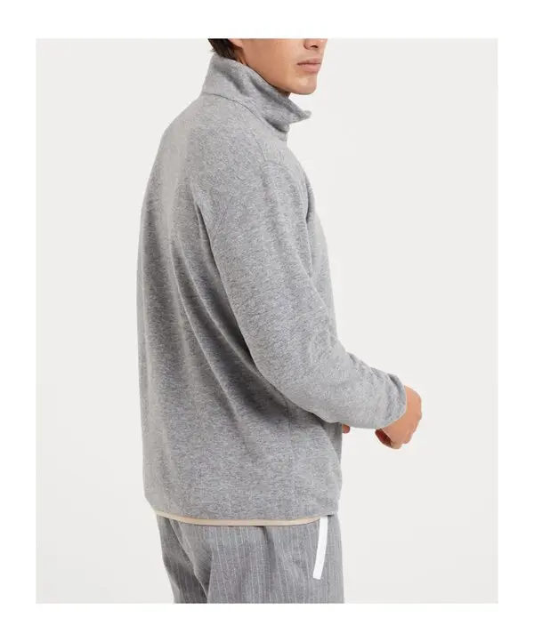 Brunello Cucinelli Zip Neck Jumper With Embroidered Logo