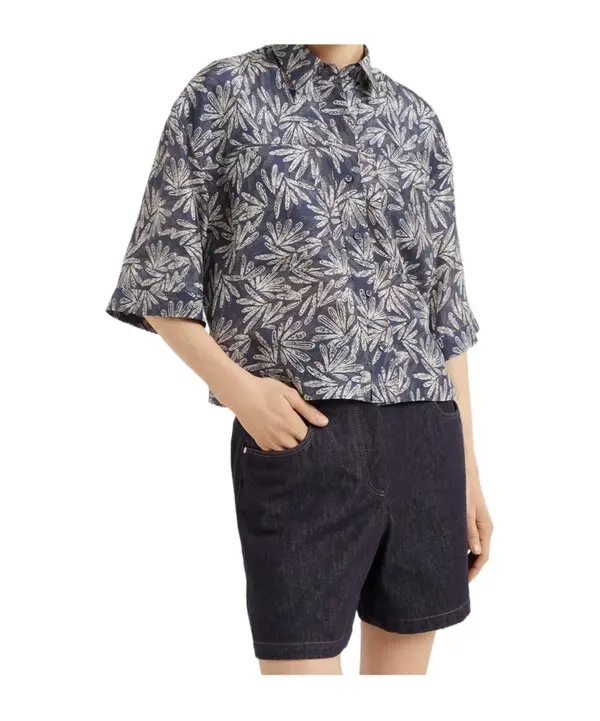 Brunello Cucinelli Leaf-print Silk Shirt