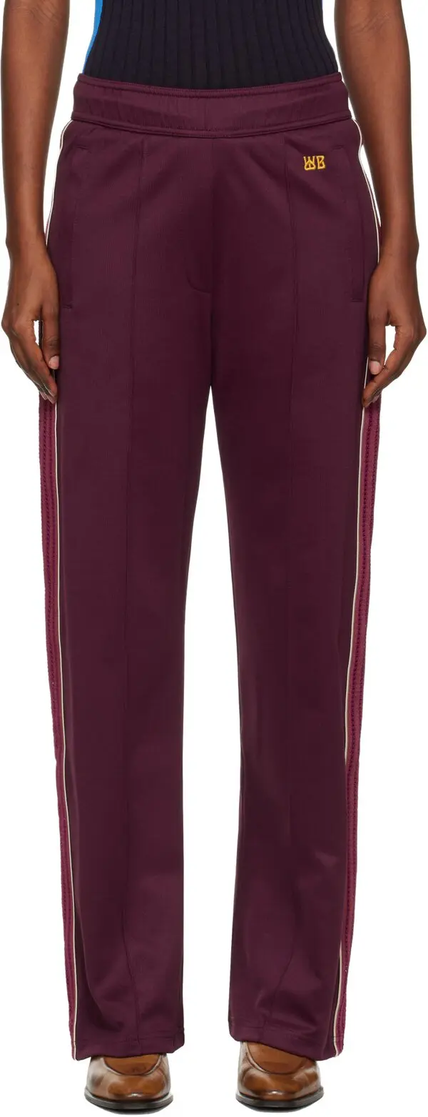 WALES BONNER Burgundy Jersey Track Pants