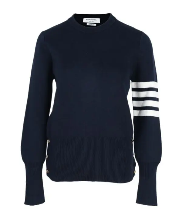 Thom Browne 4-bar Crewneck Knitted Jumper - Navy Blue