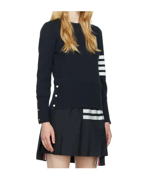 Thom Browne 4-bar Crewneck Knitted Jumper - Navy Blue