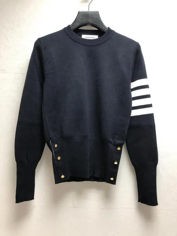 Thom Browne 4-bar Crewneck Knitted Jumper - Navy Blue