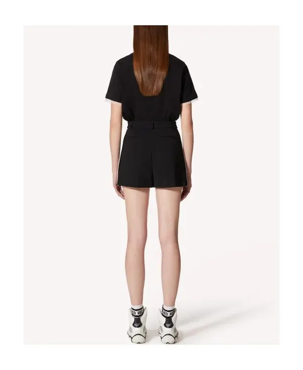 Red Valentino Gabardine Shorts With Contrasting Trim