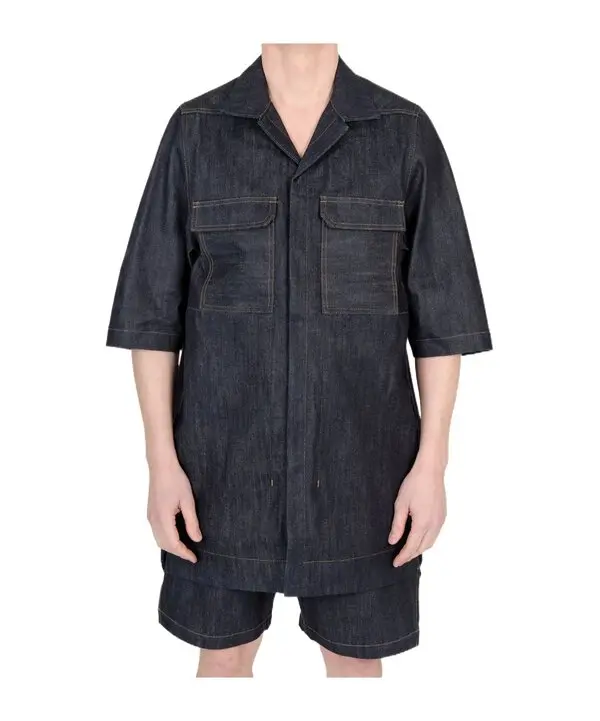 Rick Owens Short-sleeved Denim Shirt
