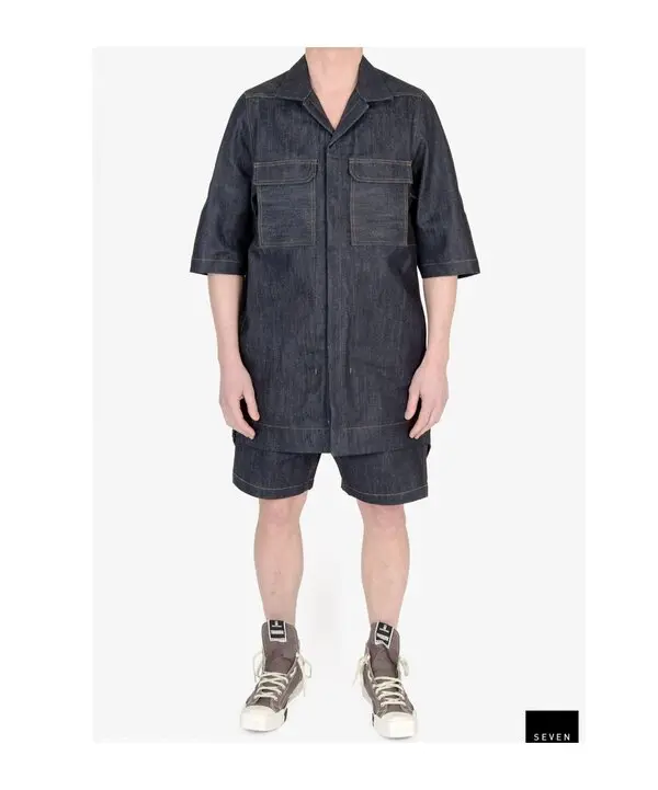 Rick Owens Short-sleeved Denim Shirt