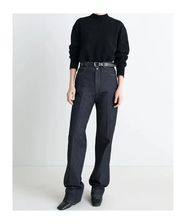 LEMAIRE Mock Neck Ribbed Knit Jumper - Minkbrown