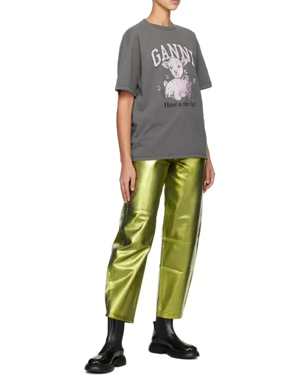 GANNI Logo Printed Crewneck T-shirt