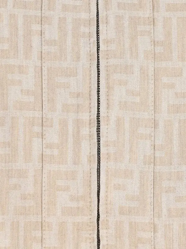 Fendi Ff Chambray Zipped Cropped Jacket - Beige