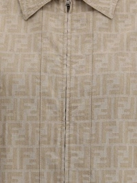 Fendi Ff Chambray Zipped Cropped Jacket - Beige