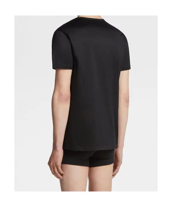 Zegna V-neck Short-sleeved T-shirt - Black
