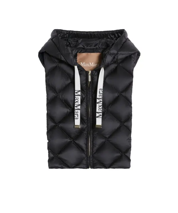 Max Mara Quilted Hooded Vest With Jacquard Logo Webbing