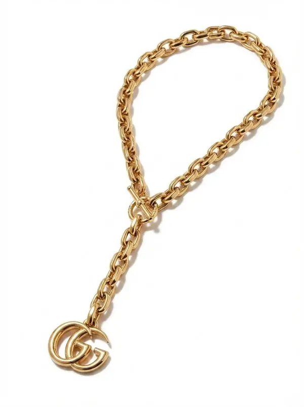 Gucci Gg Marmont Pendant Chain Necklace - Golden