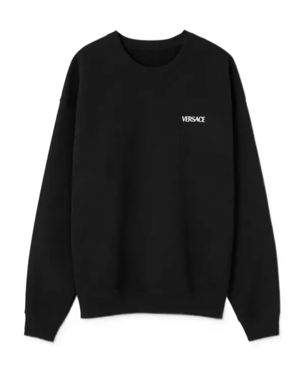 Versace Crewneck Sweatshirt With Embroidered Logo And Graphic Print