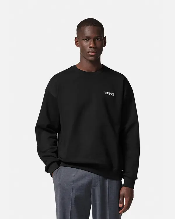 Versace Crewneck Sweatshirt With Embroidered Logo And Graphic Print