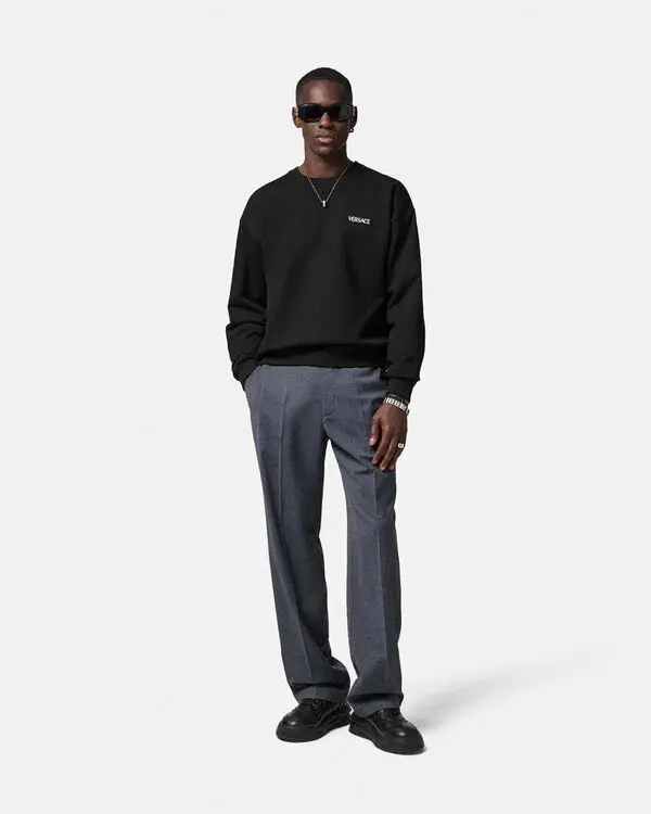 Versace Crewneck Sweatshirt With Embroidered Logo And Graphic Print
