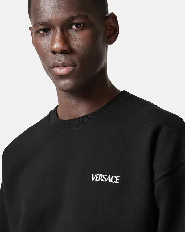 Versace Crewneck Sweatshirt With Embroidered Logo And Graphic Print