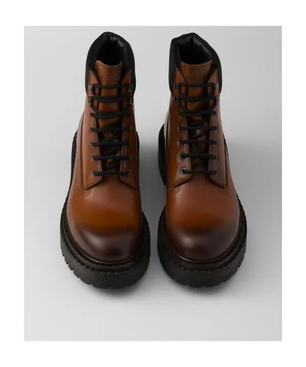Prada Leather And Re-nylon Work Boots