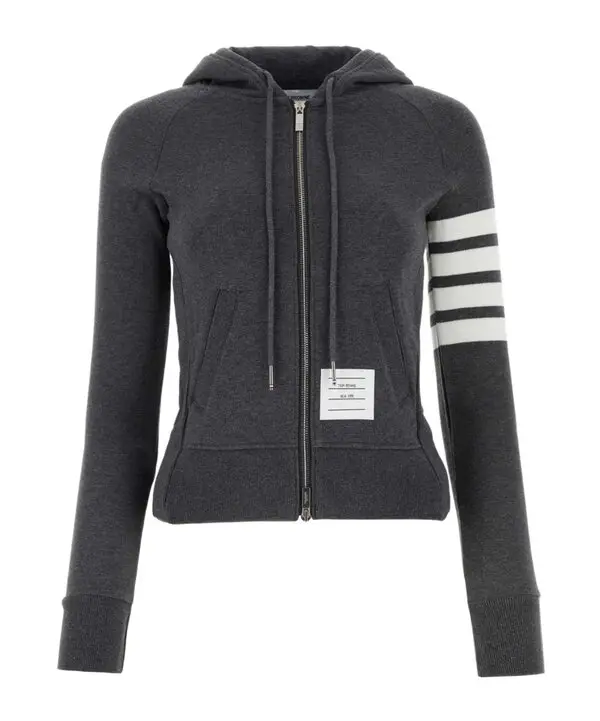 Thom Browne 4-bar Striped Zip-up Hoodie - Dark Gray