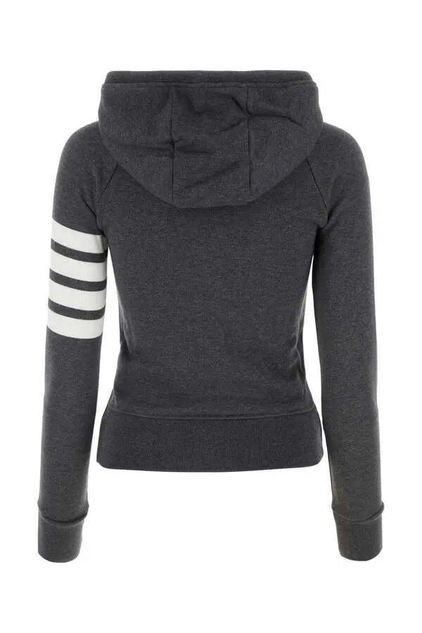 Thom Browne 4-bar Striped Zip-up Hoodie - Dark Gray