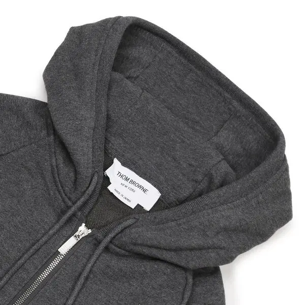 Thom Browne 4-bar Striped Zip-up Hoodie - Dark Gray