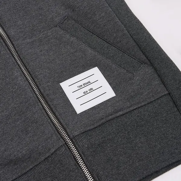 Thom Browne 4-bar Striped Zip-up Hoodie - Dark Gray