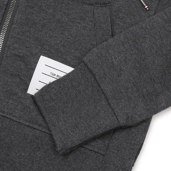 Thom Browne 4-bar Striped Zip-up Hoodie - Dark Gray