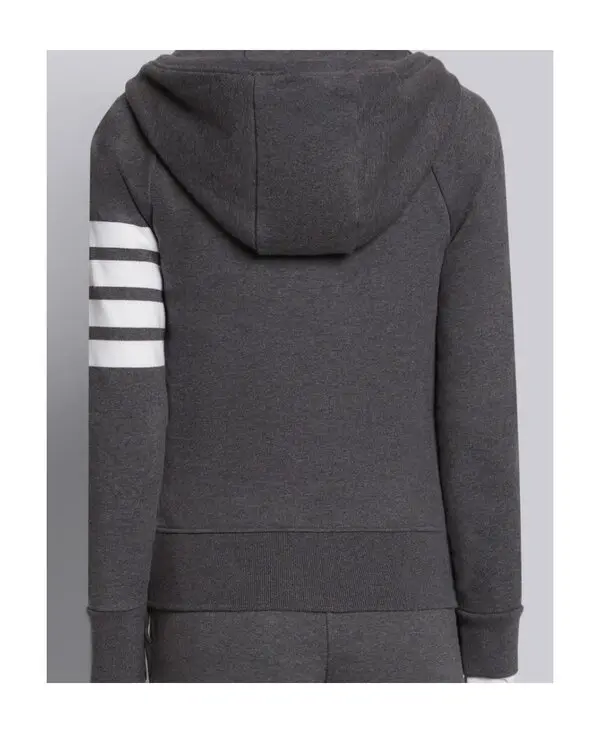 Thom Browne 4-bar Striped Zip-up Hoodie - Dark Gray
