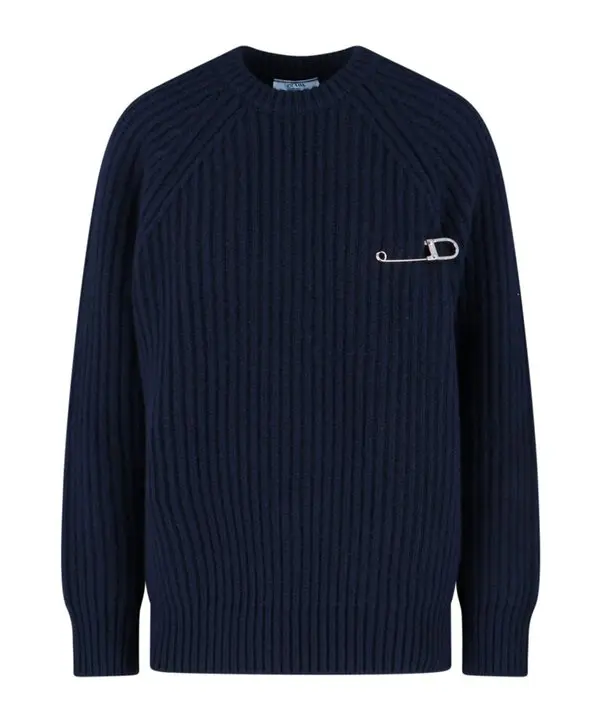 Prada Ribbed Crew Neck Long Sleeve Sweater