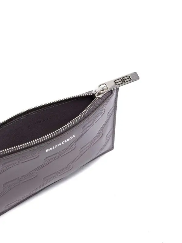 Balenciaga All-over Logo Embossed Cardholder - Gray