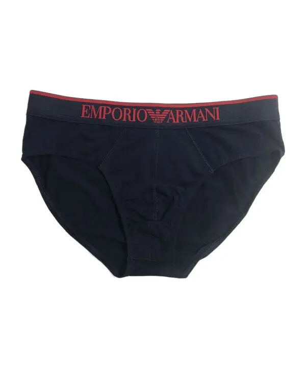 Emporio Armani Striped Logo Panties - Black