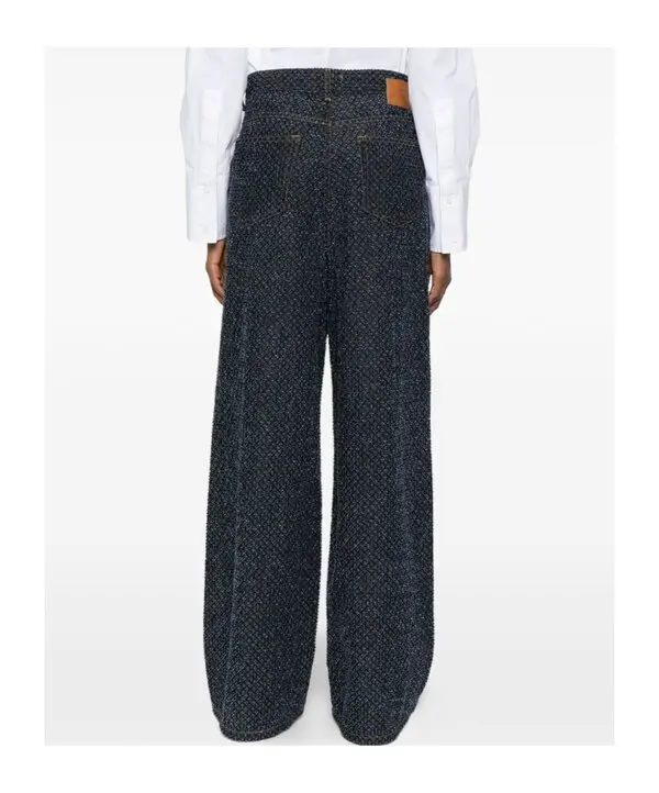 GANNI Logo Patch Wide Leg Jeans