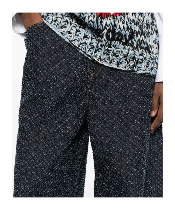 GANNI Logo Patch Wide Leg Jeans