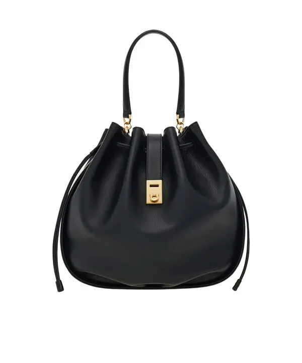 FERRAGAMO Hug Buckle Bucket Bag - Black