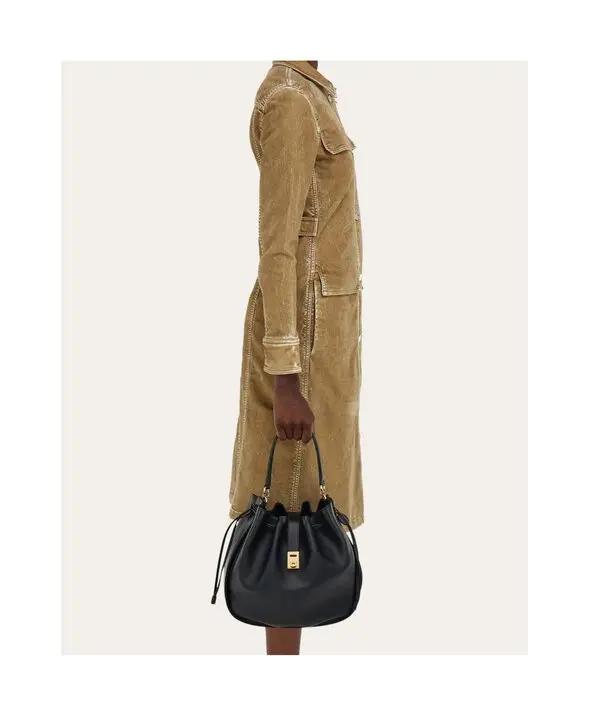 FERRAGAMO Hug Buckle Bucket Bag - Black